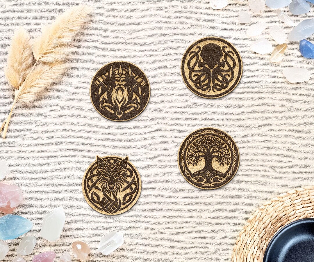 Norse Mythology Coaster Set | Viking Themed Drink Mats | Nordic ...