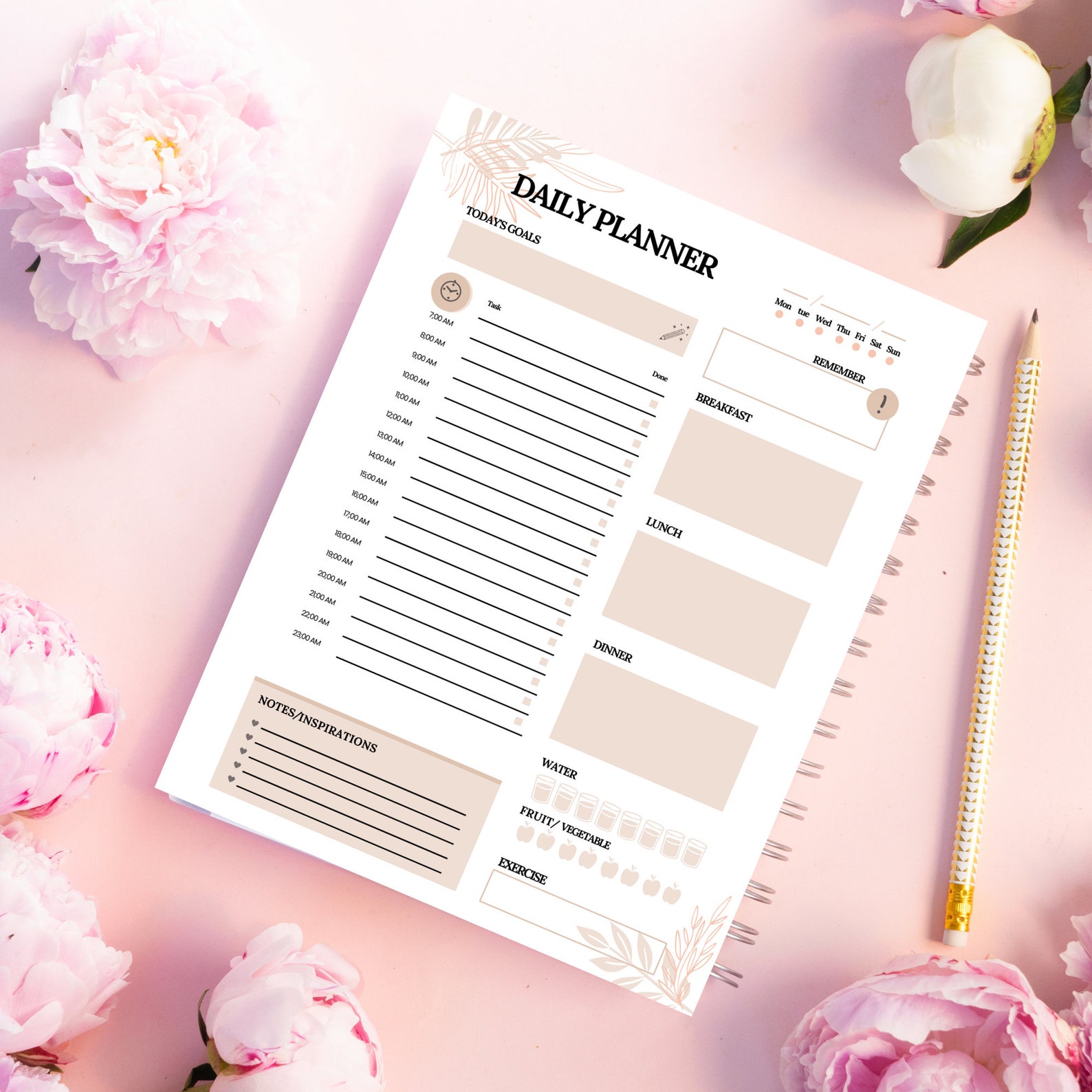 Daily Digital Planner Printable Planner to Do Lists Goal Tracker Habit ...