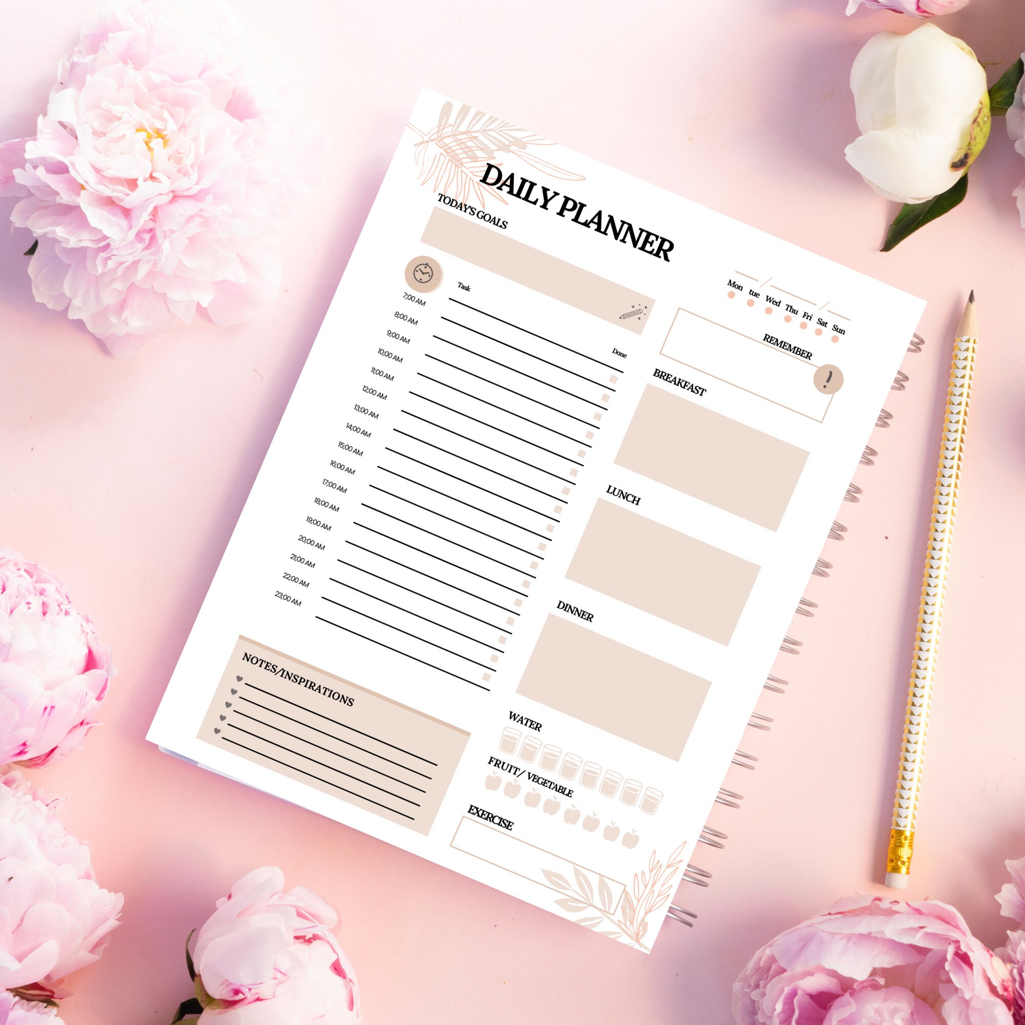 Daily Digital Planner Printable Planner to Do Lists Goal Tracker Habit ...