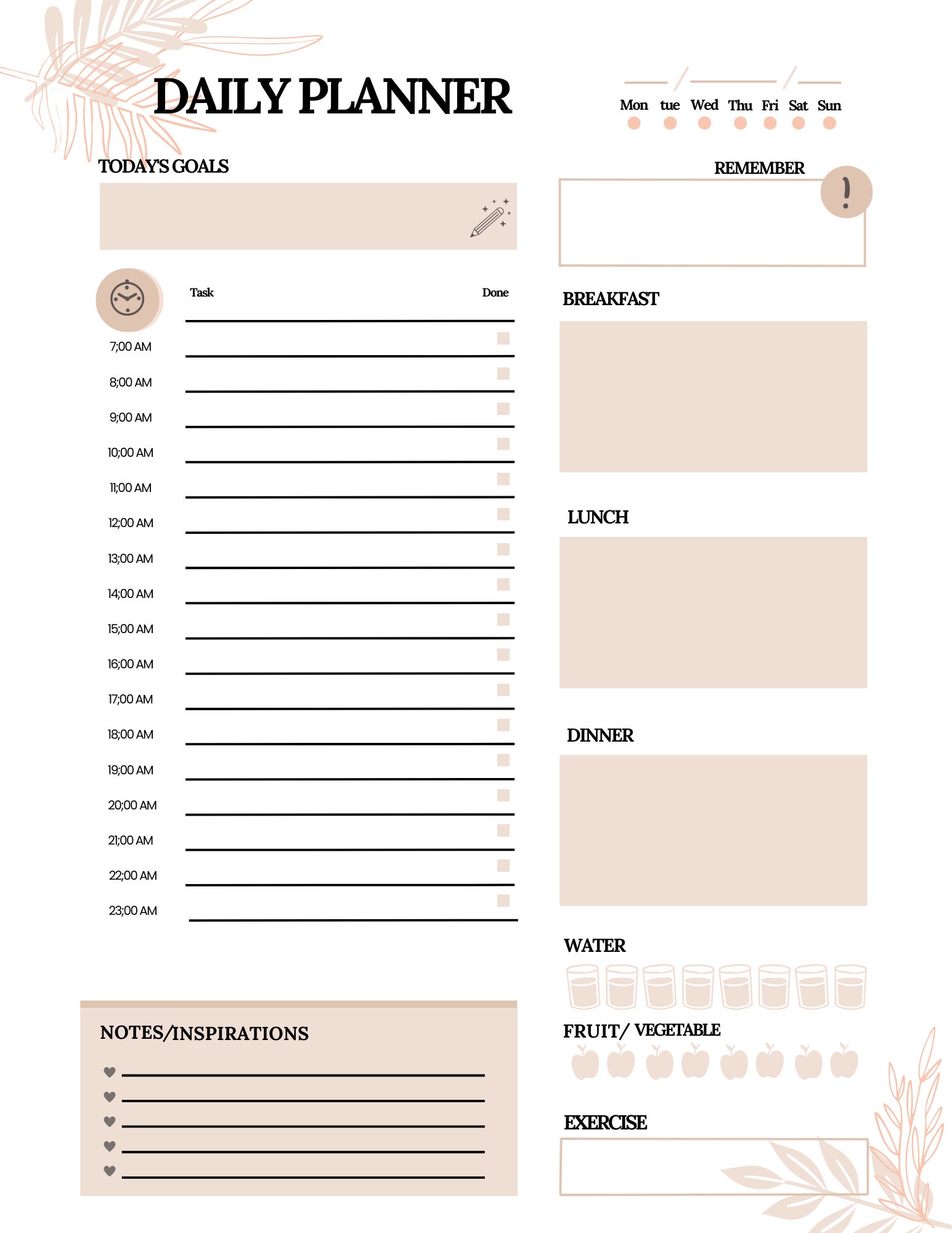 Daily Digital Planner Printable Planner to Do Lists Goal Tracker Habit ...