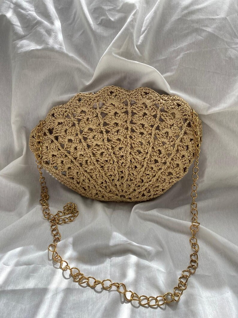 Handmade Mussel Bag With Wicker Pearls - Etsy
