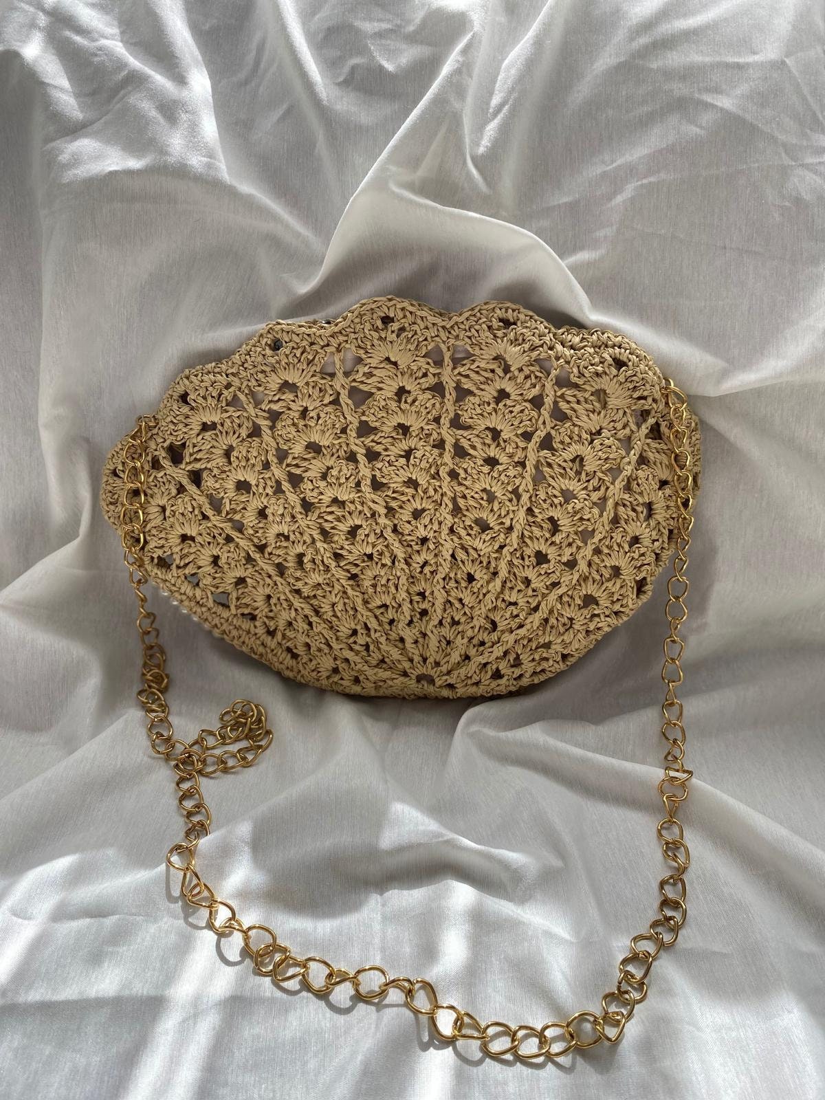 Handmade Mussel Bag With Wicker Pearls - Etsy