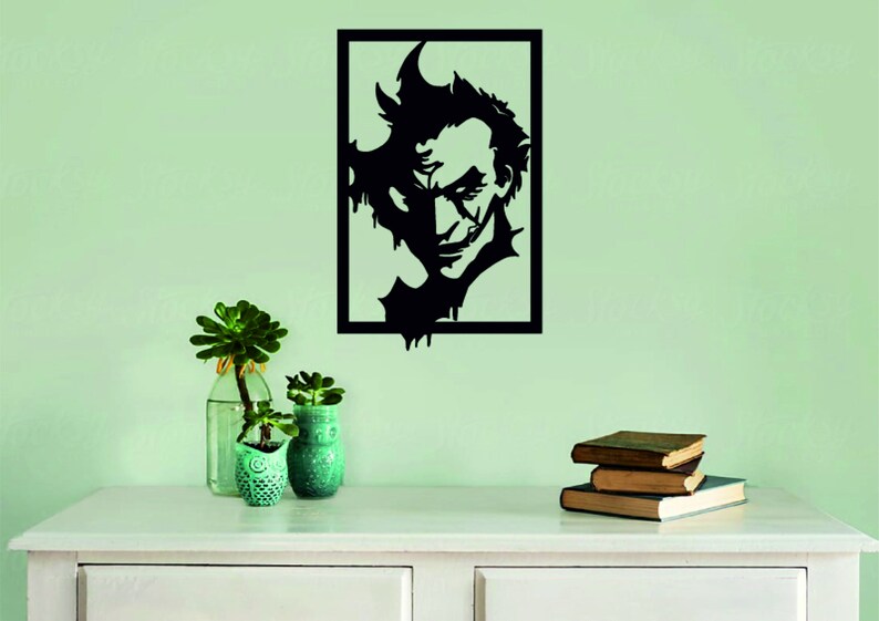 Joker Svg, Cut Svg Dxf File Wall Sticker Pdf Silhouette Template Cnc ...