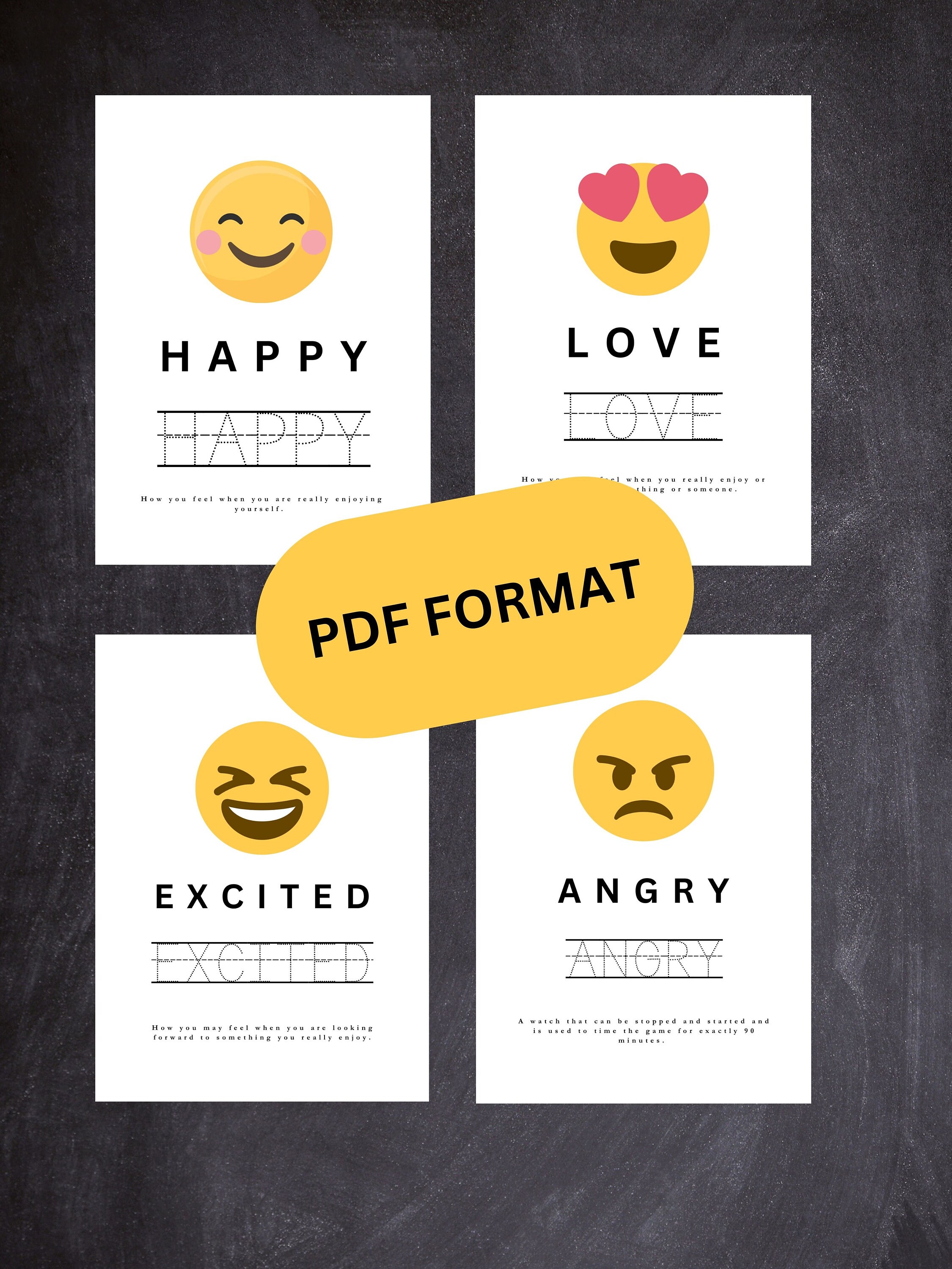 Feelings & Emotions Learning, Handwriting Practice Sheets for Children ...