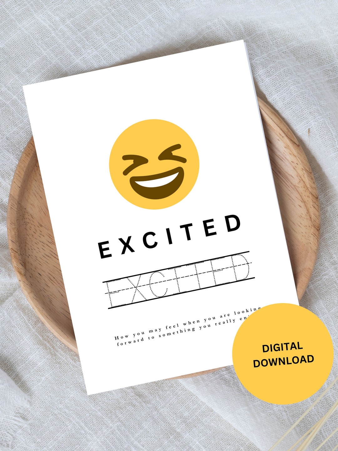 Feelings & Emotions Learning, Handwriting Practice Sheets for Children ...