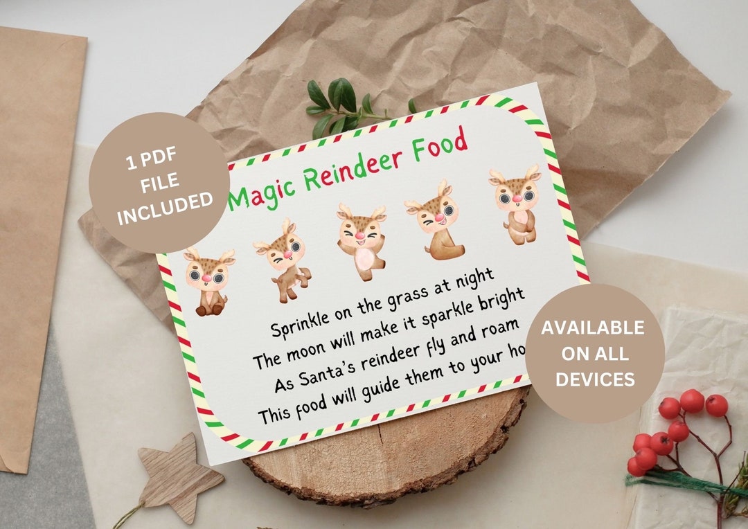 Digital Magic Reindeer Food Label, Printable Christmas Gift Tag ...