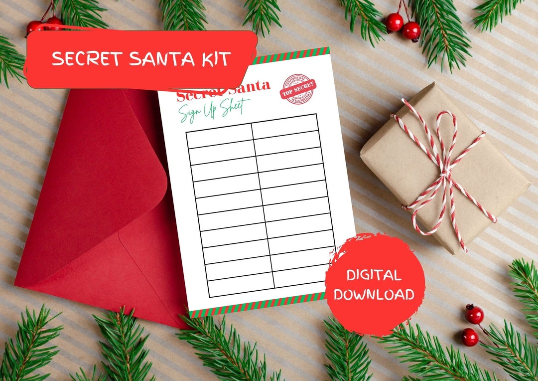 Digital Secret Santa Questionnaire & Sign-up Sheet, Printable Holiday ...