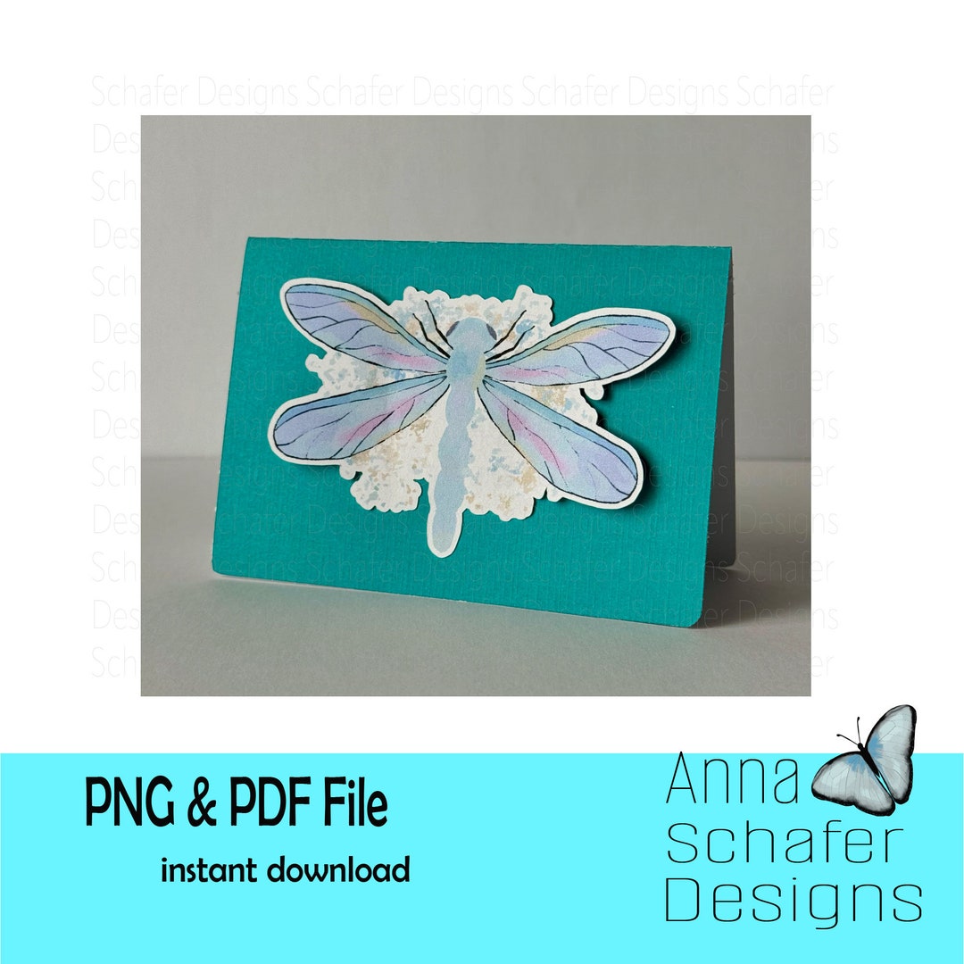 3D Dragon Fly Printable Card PNG, Dragon Fly Greeting Card PNG ...