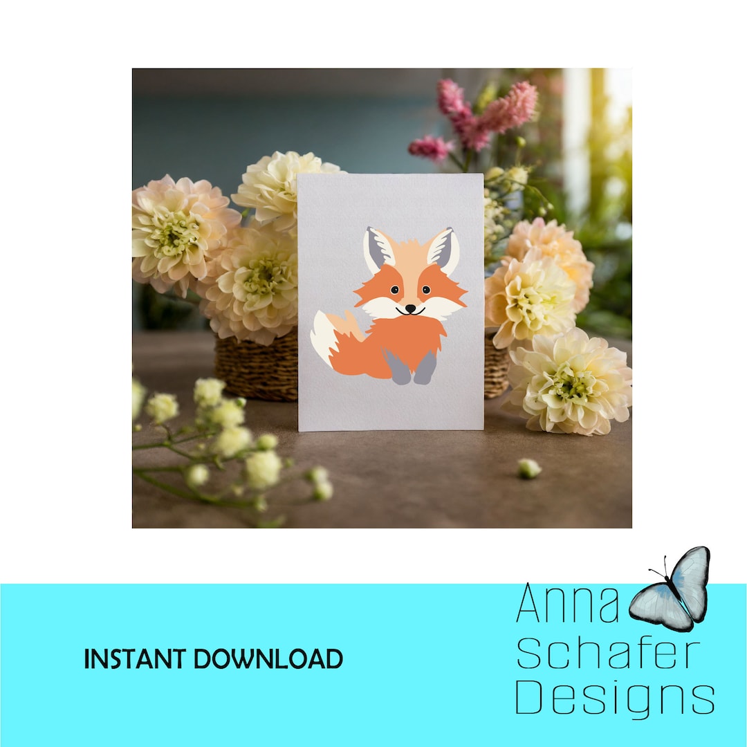 Printable Fox Character Card PNG, Fox Card PNG, Print and Cut Card Png ...