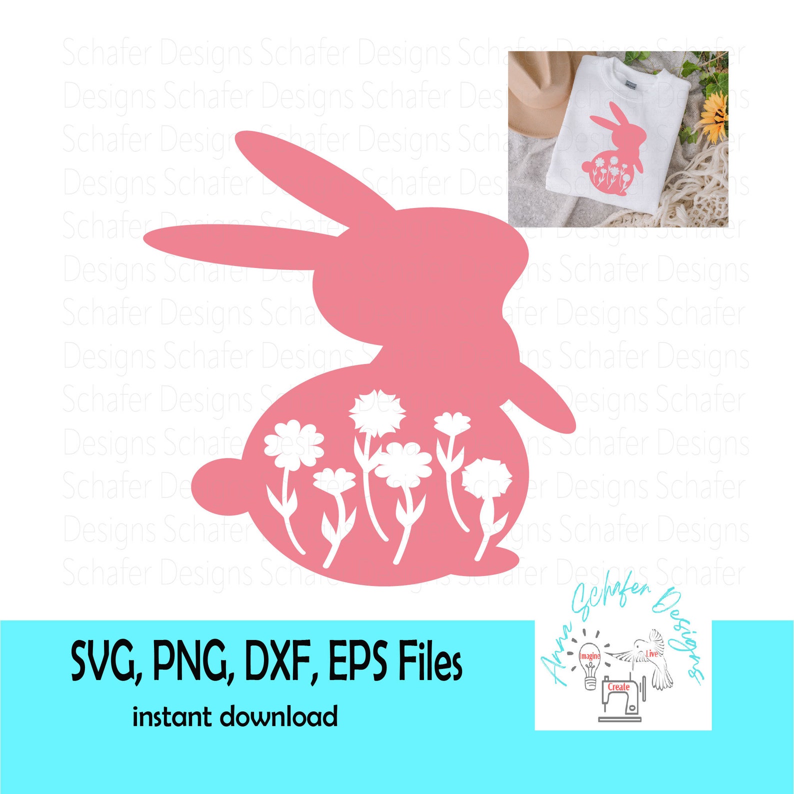 Bunny SVG, Bunny Flower Svg, Bunny Png, Bunny Clipart, Bunny Flower Png ...
