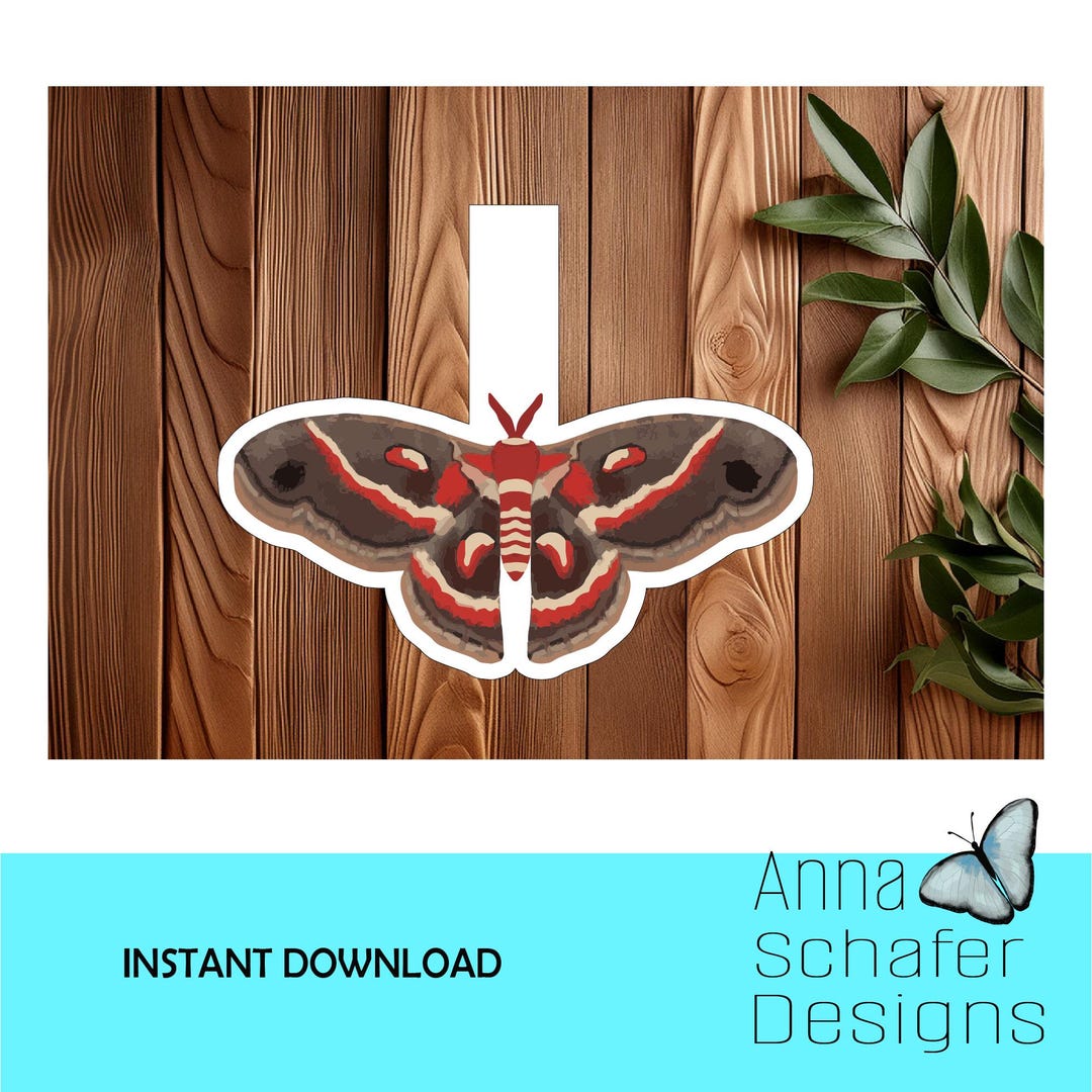 Printable Magnetic Bookmark, Magnetic Bookmark PNG, Cecropia Moth ...