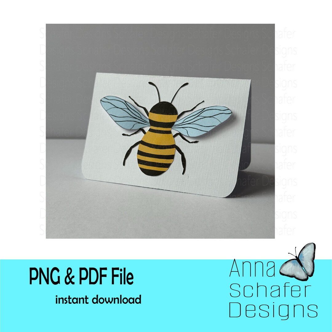 Bumble Bee Card, 3D Bumble Bee Printable Card, Bee Lover Card, Foldable ...