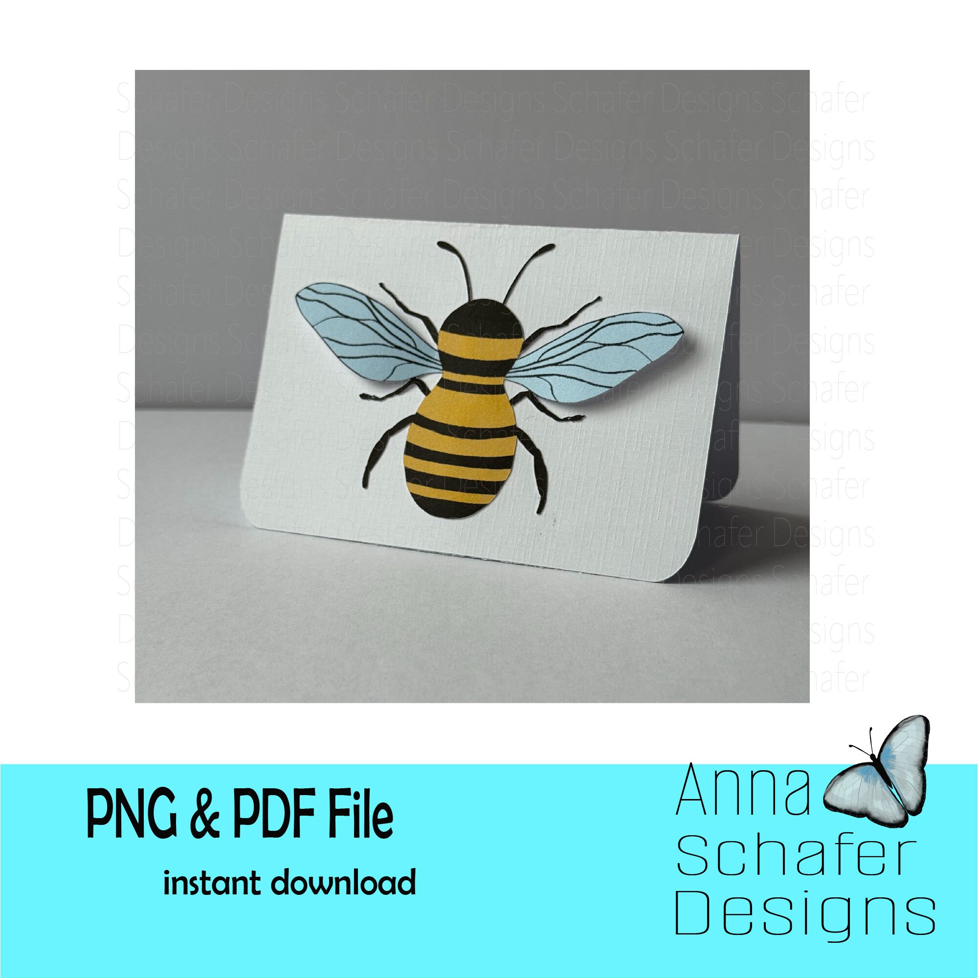 Bumble Bee Card, 3D Bumble Bee Printable Card, Bee Lover Card, Foldable ...
