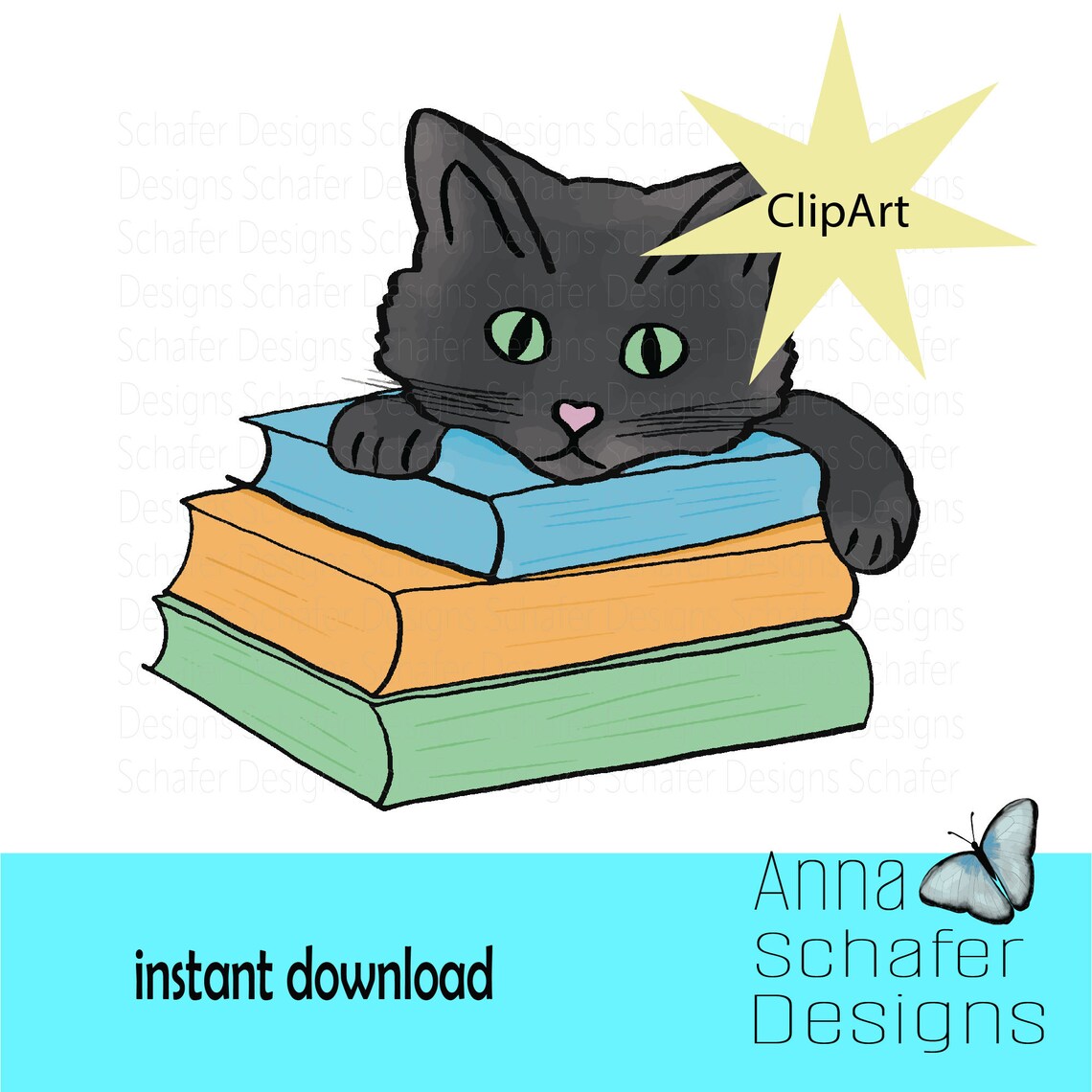 Cat With Books Clipart, Cat Png, Cat With Books Png, Cat Clipart ...