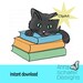 Cat With Books Clipart, Cat Png, Cat With Books Png, Cat Clipart ...