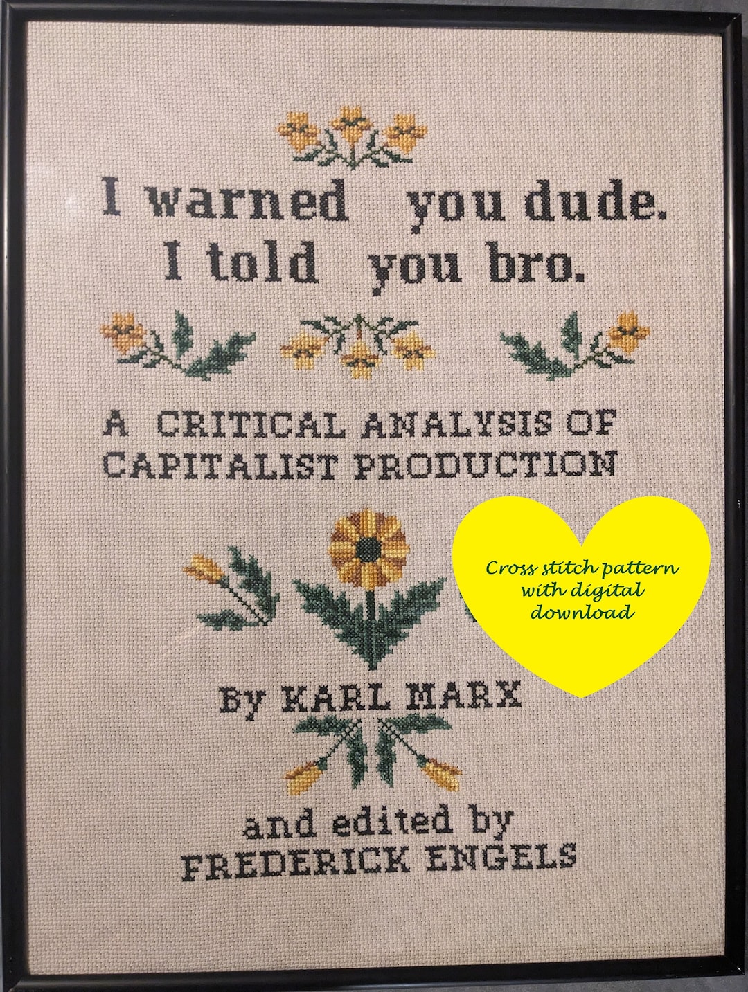 I Warned You - Karl Marx - Cross Stitch Pattern - Etsy