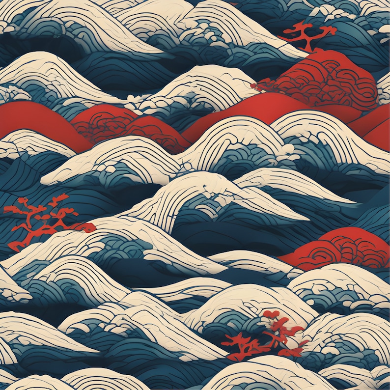 12 Seamless Japanese Style Wave Designs Uneasy Waves Japanese Style ...