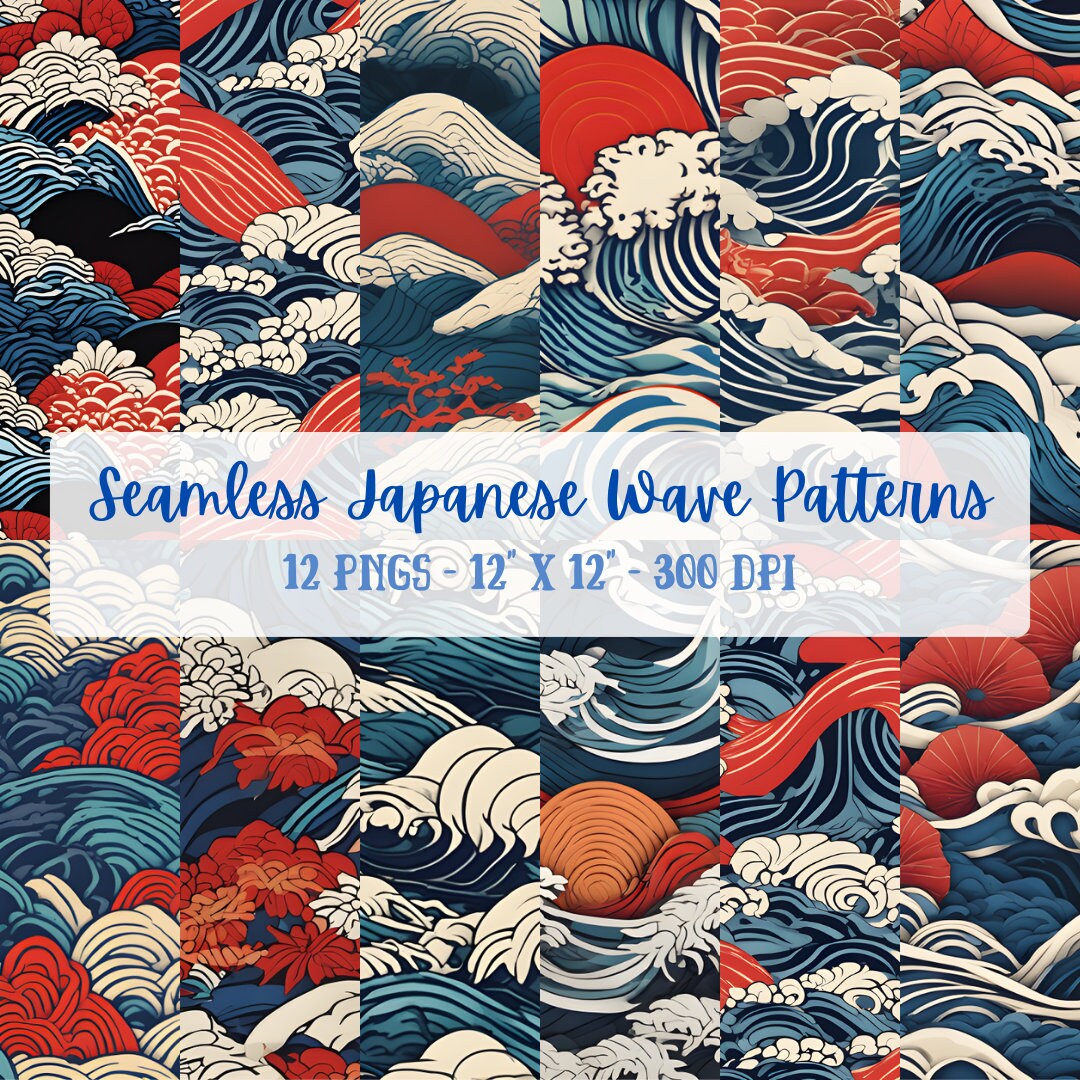 12 Seamless Japanese Style Wave Designs Uneasy Waves Japanese Style ...