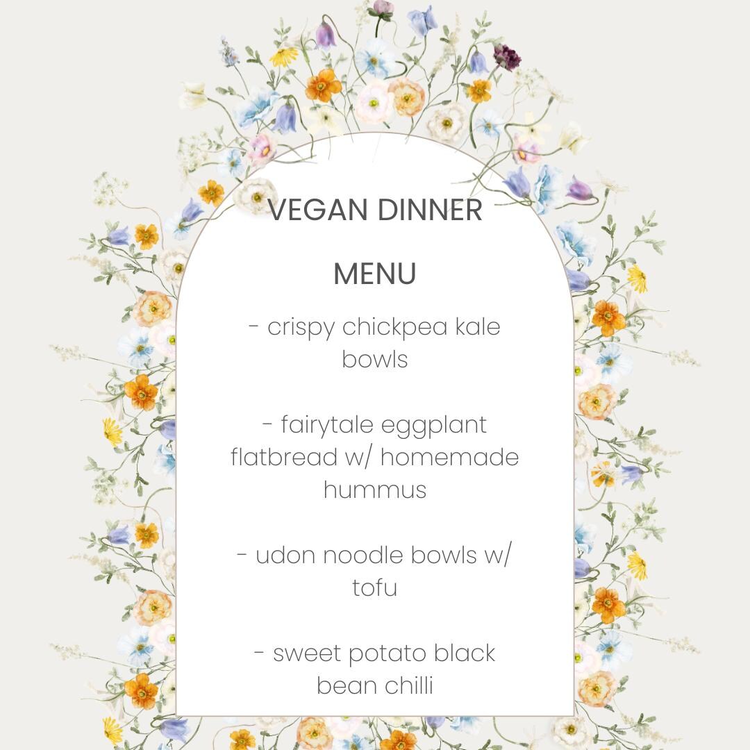 Vegan Dinner Menu Curated Vegan Meals Nut Free Vegan Menu Family Vegan ...