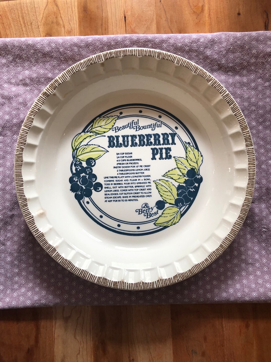 Vintage Blueberry Pie Dish 1983 Royal China Company - Etsy
