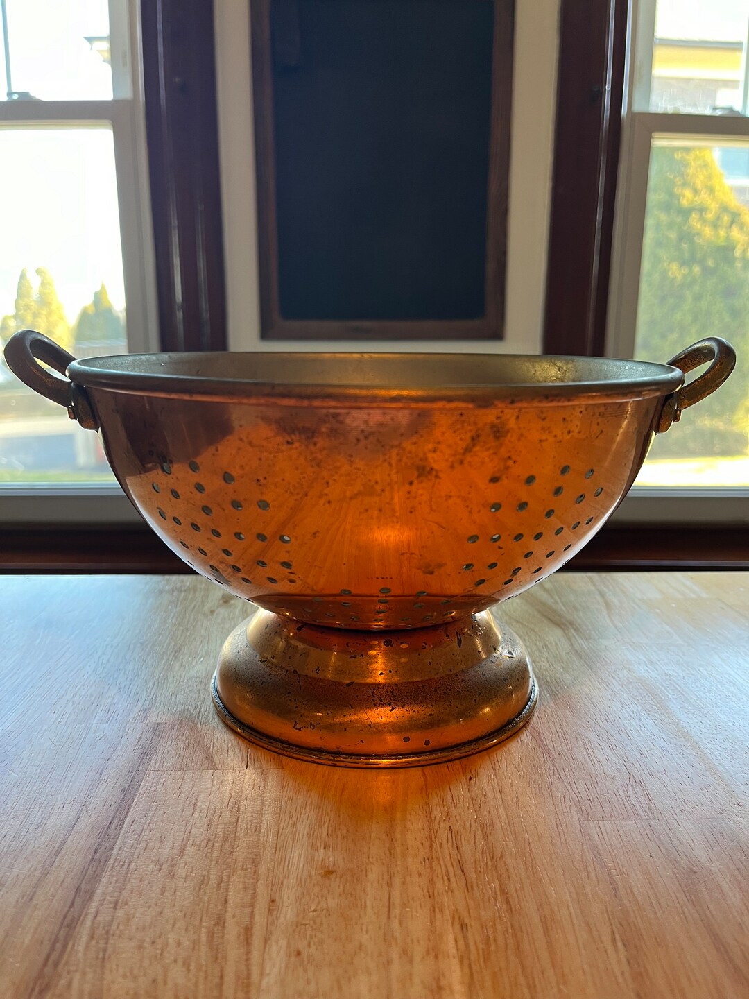 Antique Copper Colander Strainer With Brass Handles - Etsy