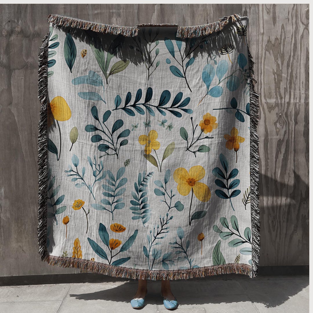 Cute Flowers Woven Blanket Home Decor Cozy Gift Blanket Thick Blanket ...