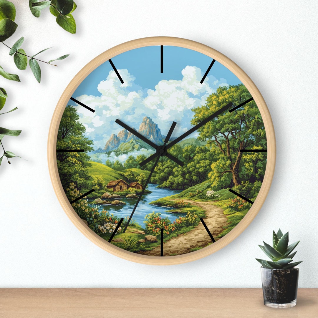 Bright Nature Scene Inspired Wall Clock Trees Wall Clock Home Decor ...