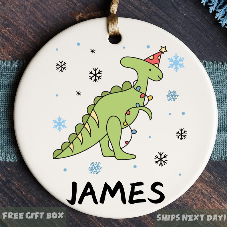 Personalized Dinosaur Christmas Ornament: Custom Holiday Keepsake Gift ...
