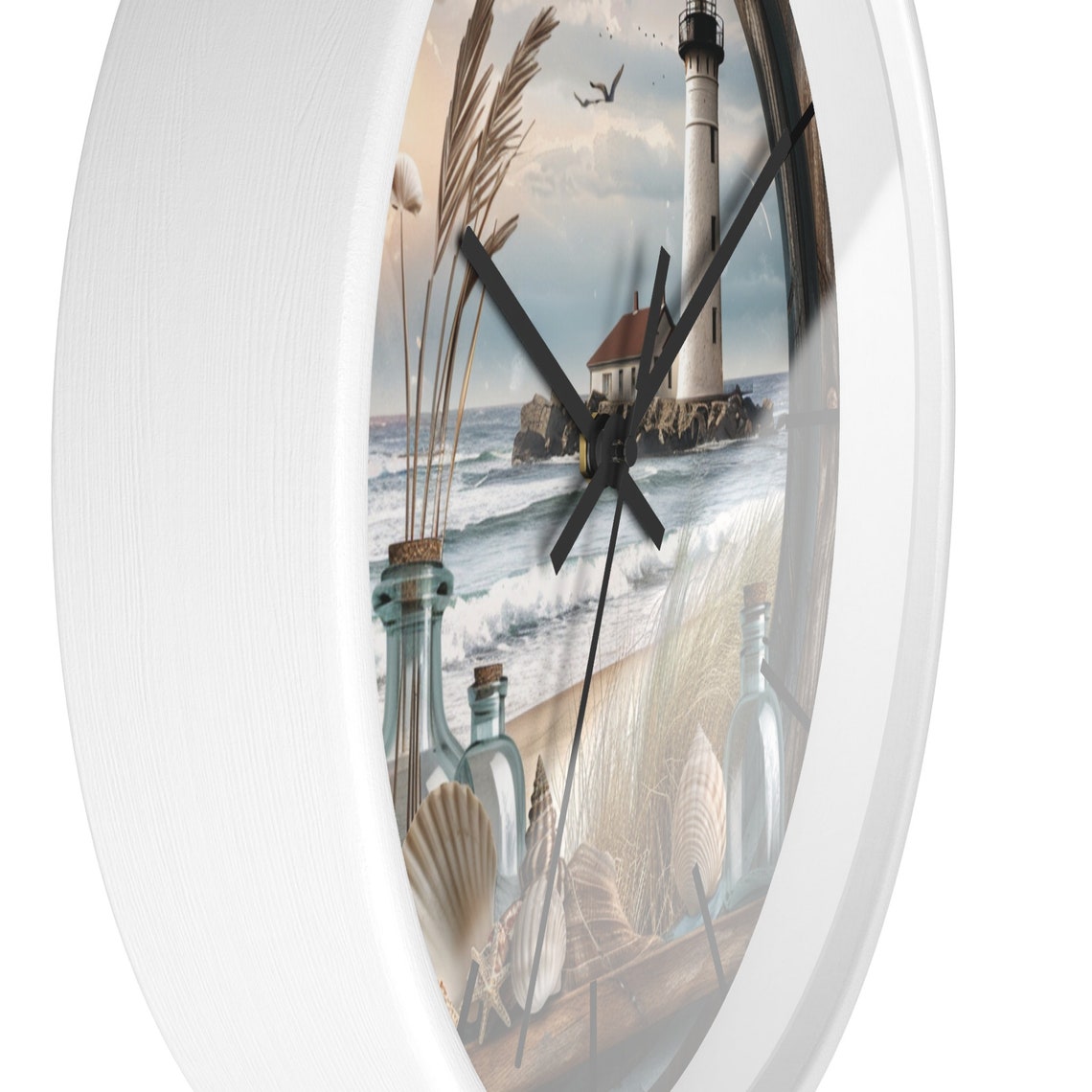 Lighthouse Beach Scene Wall Clock: Coastal Home Decor - Etsy