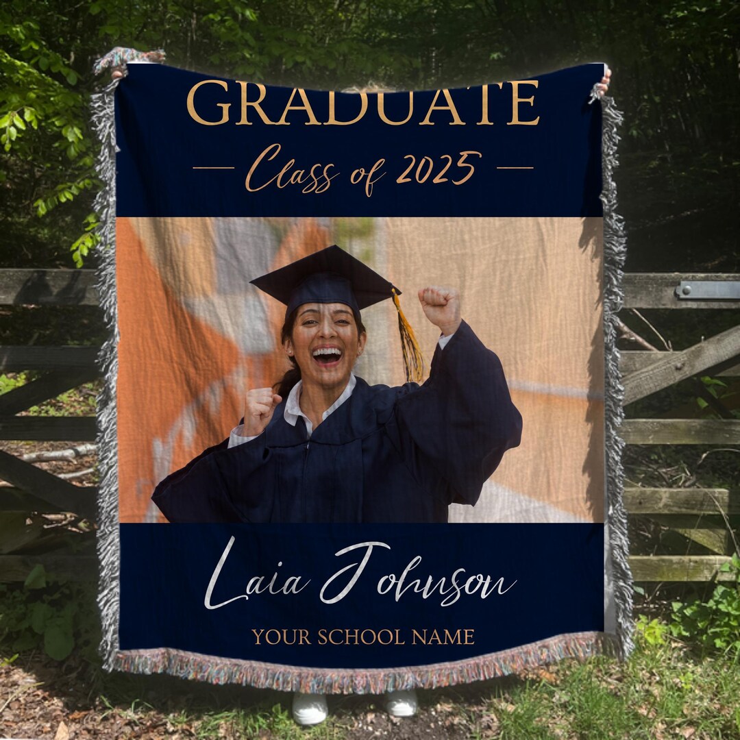 Custom Graduation Woven Blanket Personalized Grad Gift Class of 2025 ...