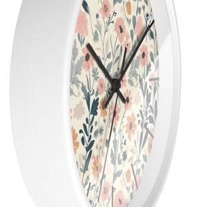 Cute Flowers Wall Clock Boho Inspired Wall Clock Detailed Floral Wall ...