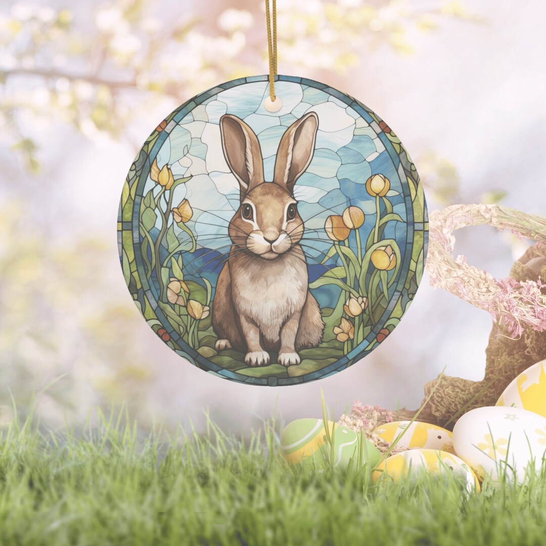 Easter Bunny Ornament, Cute Bunny Ornament, Ceramic Rabbit Ornament ...