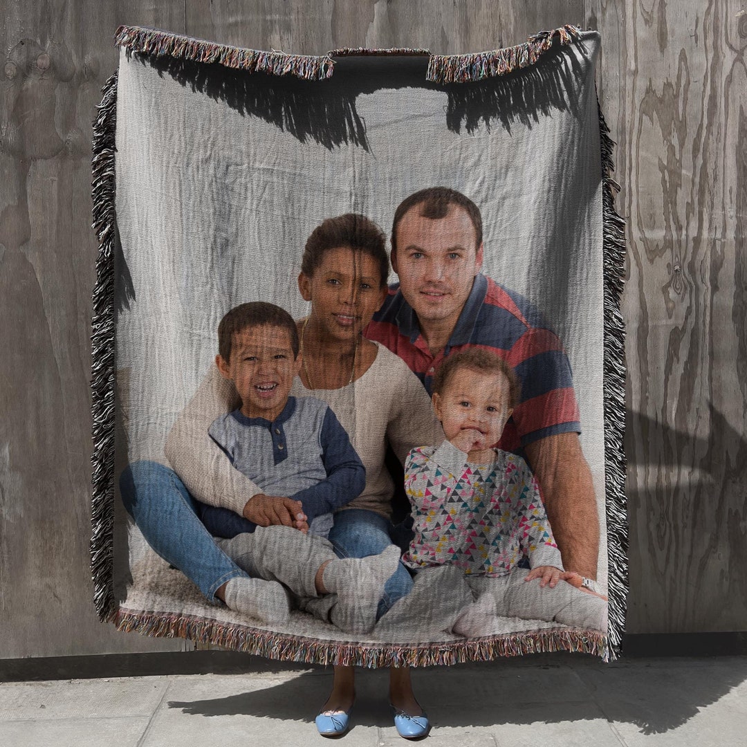 Personalized Photo Woven Blanket: Custom Family Throw, Memorial Gift - Etsy