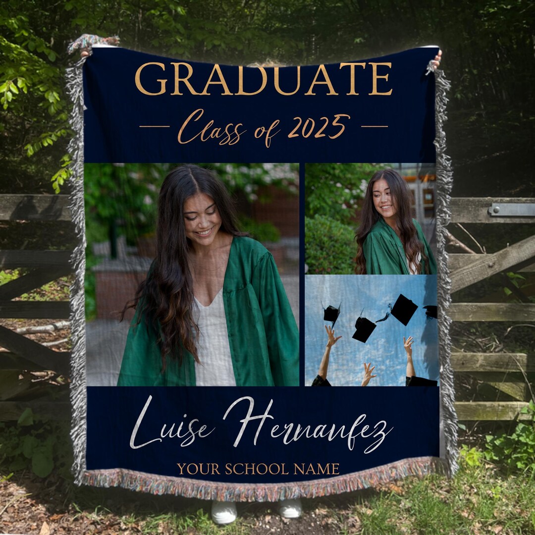 Custom Graduation Woven Blanket Personalized Grad Gift Class of 2025 ...