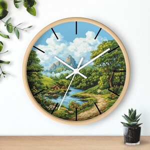 Bright Nature Scene Inspired Wall Clock Trees Wall Clock Home Decor ...