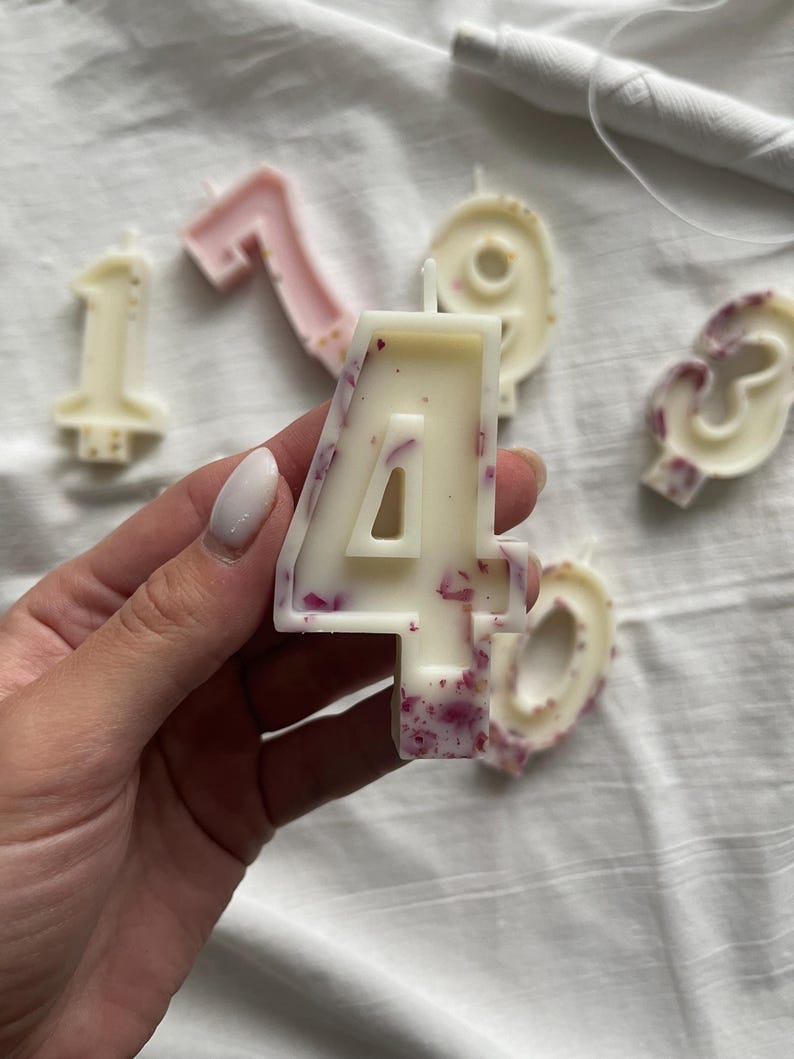 CUSTOM Birthday Number Candles | Peony Soy Wax Birthday Candle for Cake ...