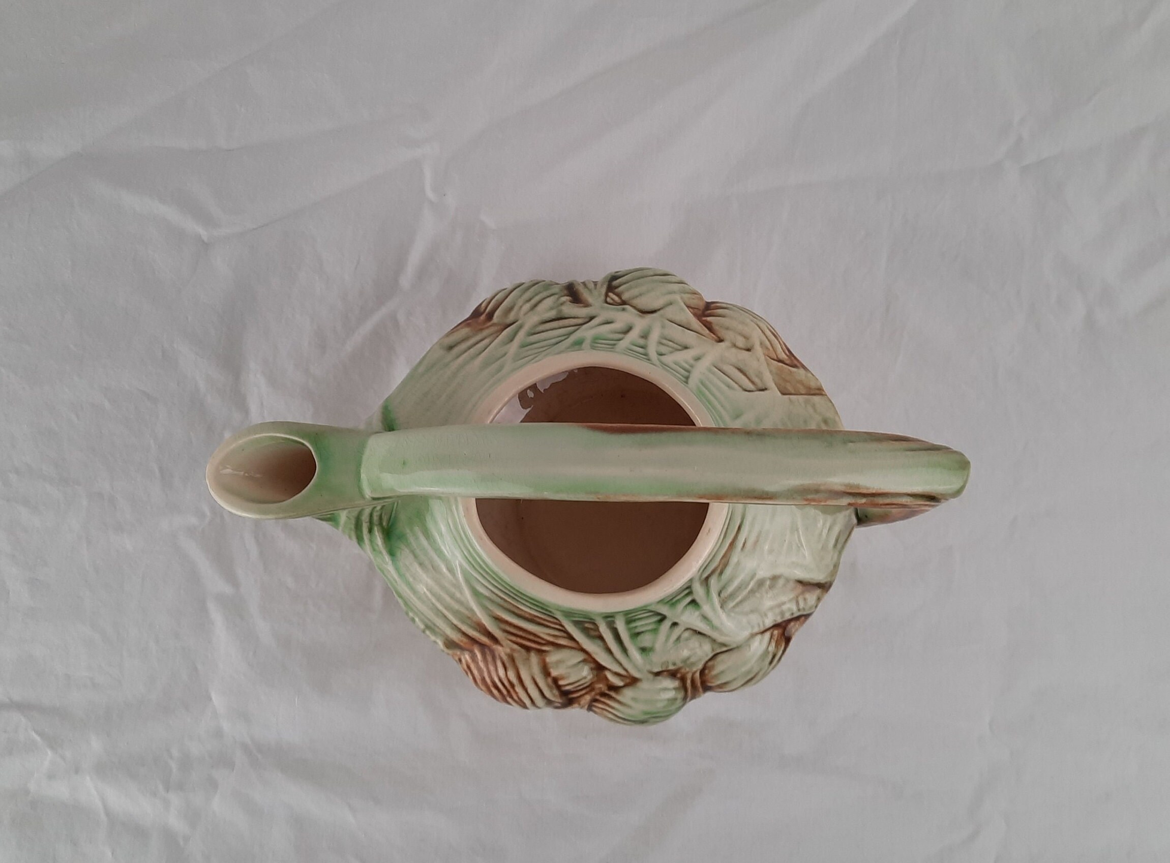 Vintage 1940s Mccoy Pottery Teapot Pinecone Green Brown Beige - Etsy
