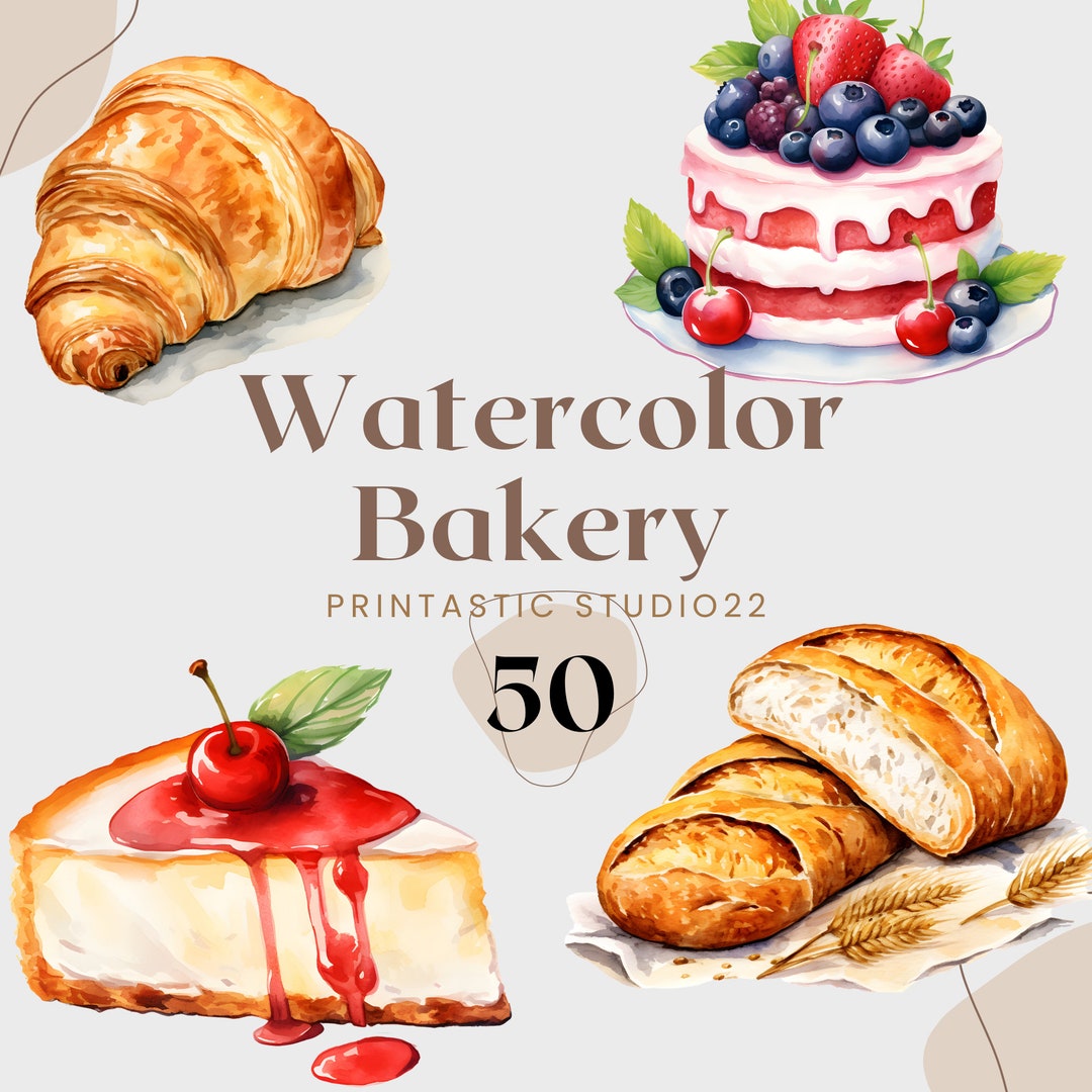 Bakery/confectionery Watercolor Bundle, Confectionery Clipart in ...