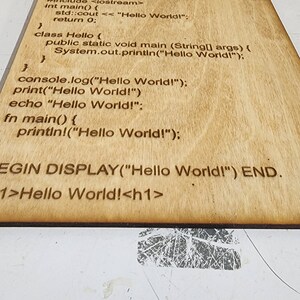 Computer Science Hello World Poster Wooden Laser Engraved - Etsy
