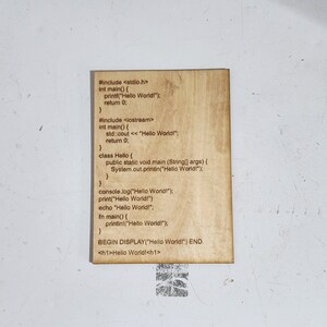 Computer Science Hello World Poster Wooden Laser Engraved - Etsy