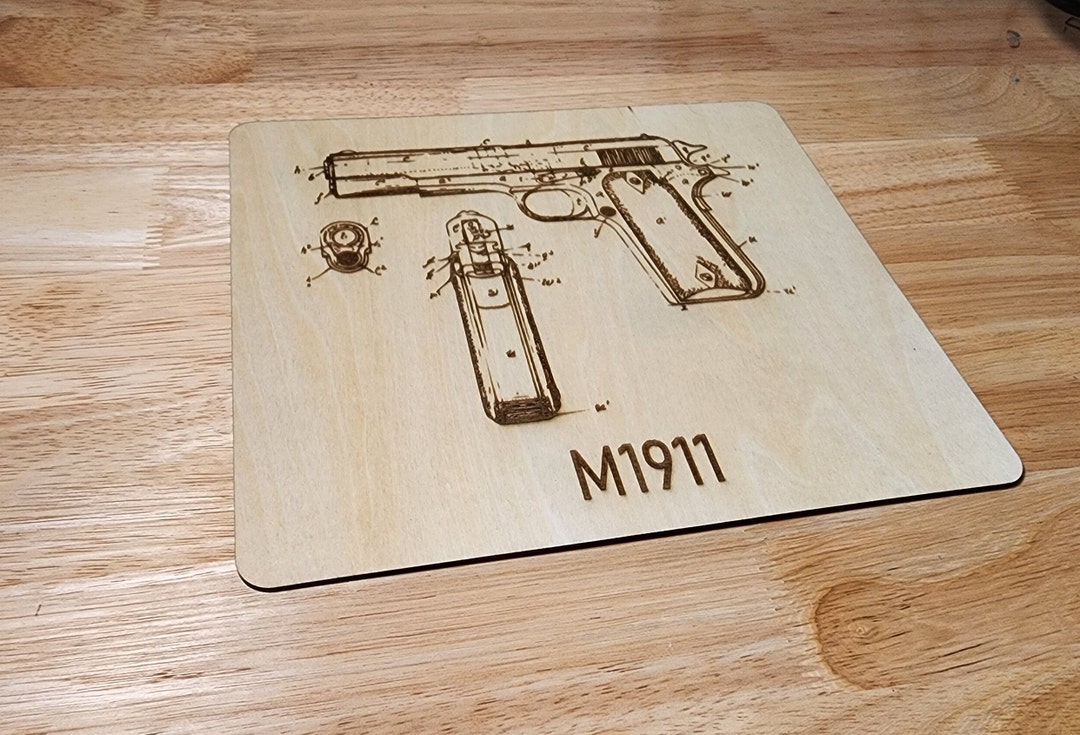 M1911 Pistol Blueprint Patent Art Laser Engraved - Etsy