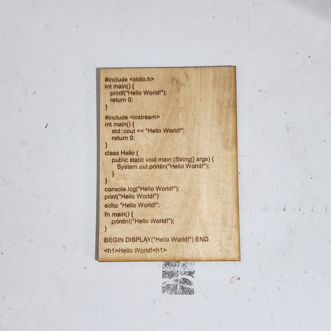 Computer Science Hello World Poster Wooden Laser Engraved - Etsy