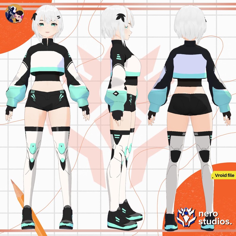 4 Vroid Models, Vtuber Model Rigging, Tech Sportswear Clothes Assets ...