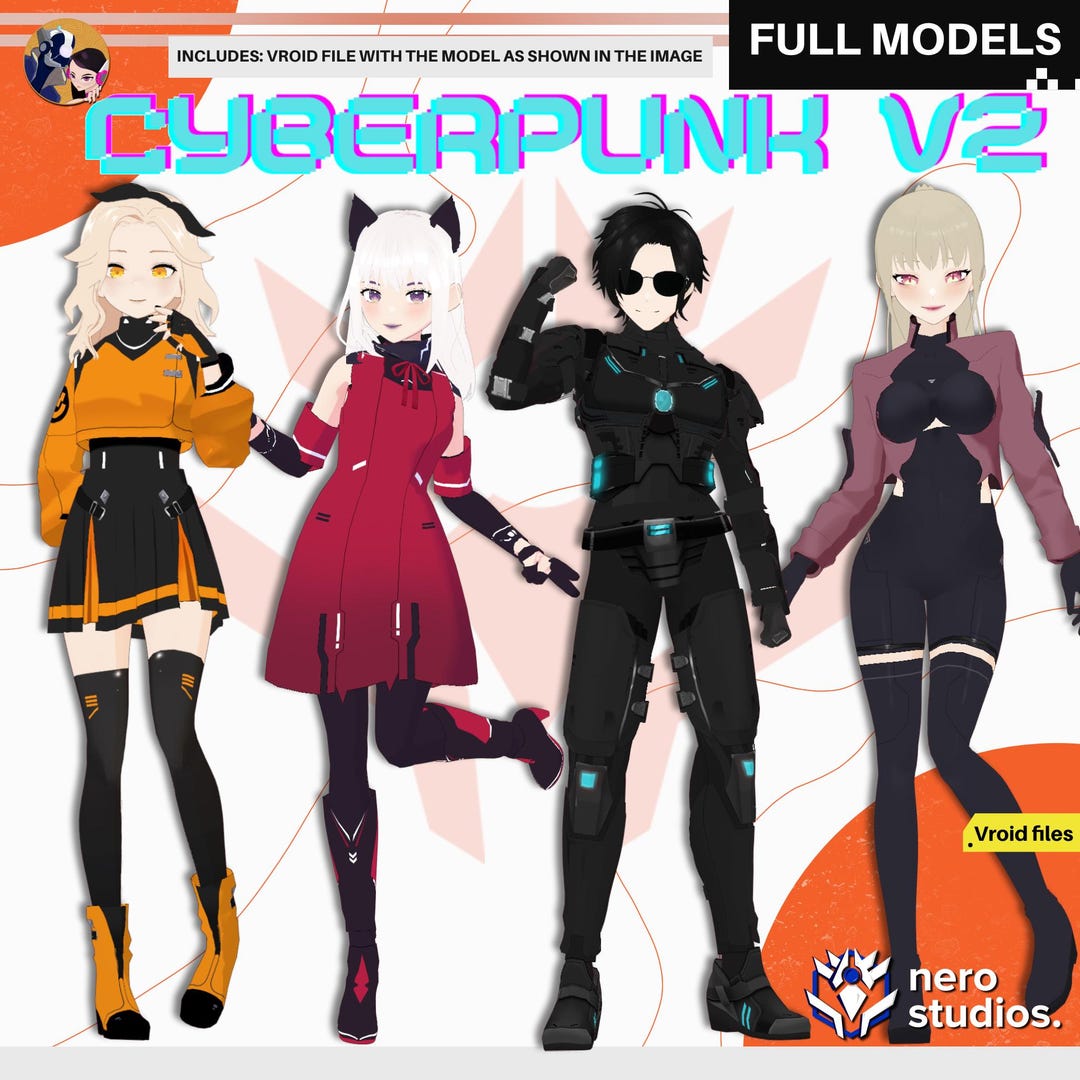 3D Vtuber Model Rigged, Anime Style, Cyberpunk Vtuber Scifi Techwear ...
