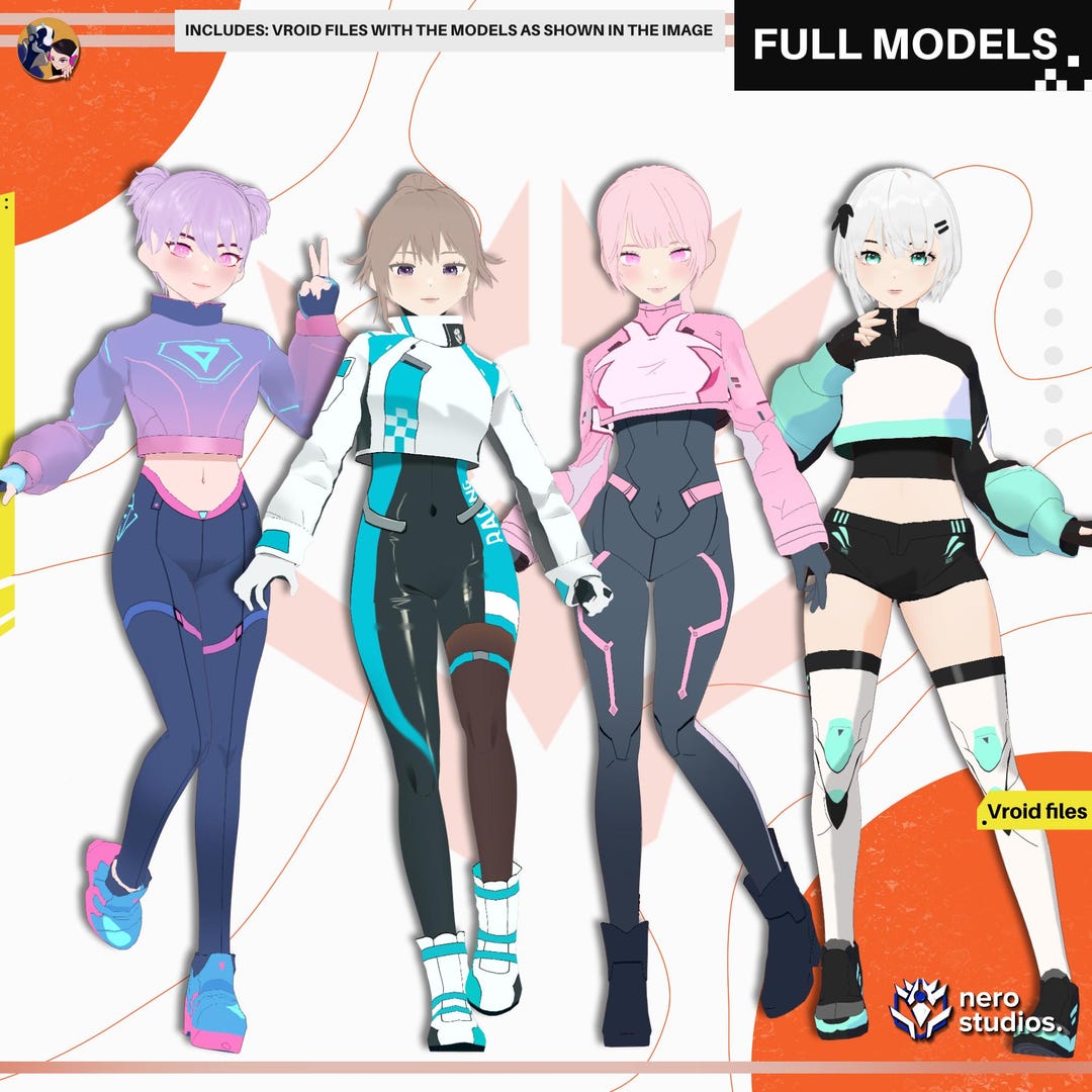 4 Vroid Models, Vtuber Model, Vroid Rigging, Vtuber Assets, Vroid ...