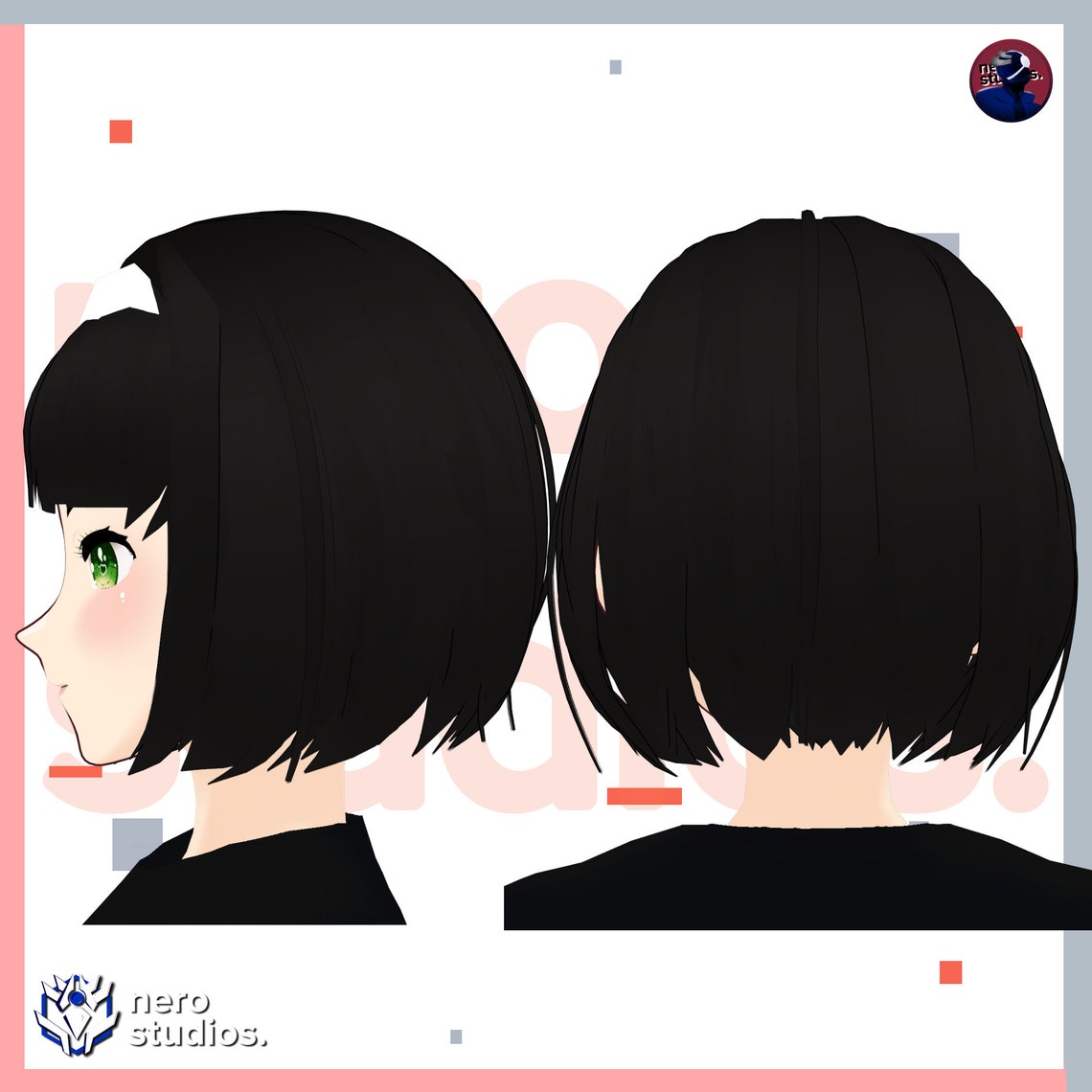 5 Vroid Hairstyles Set 1 vroid Files, Vroid Hair Presets, Vtuber ...