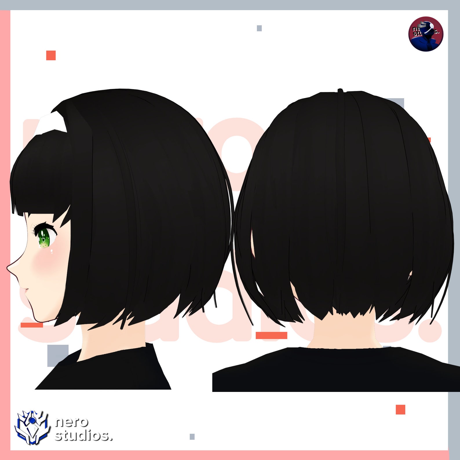 5 Vroid Hairstyles Set 1 vroid Files, Vroid Hair Presets, Vtuber ...