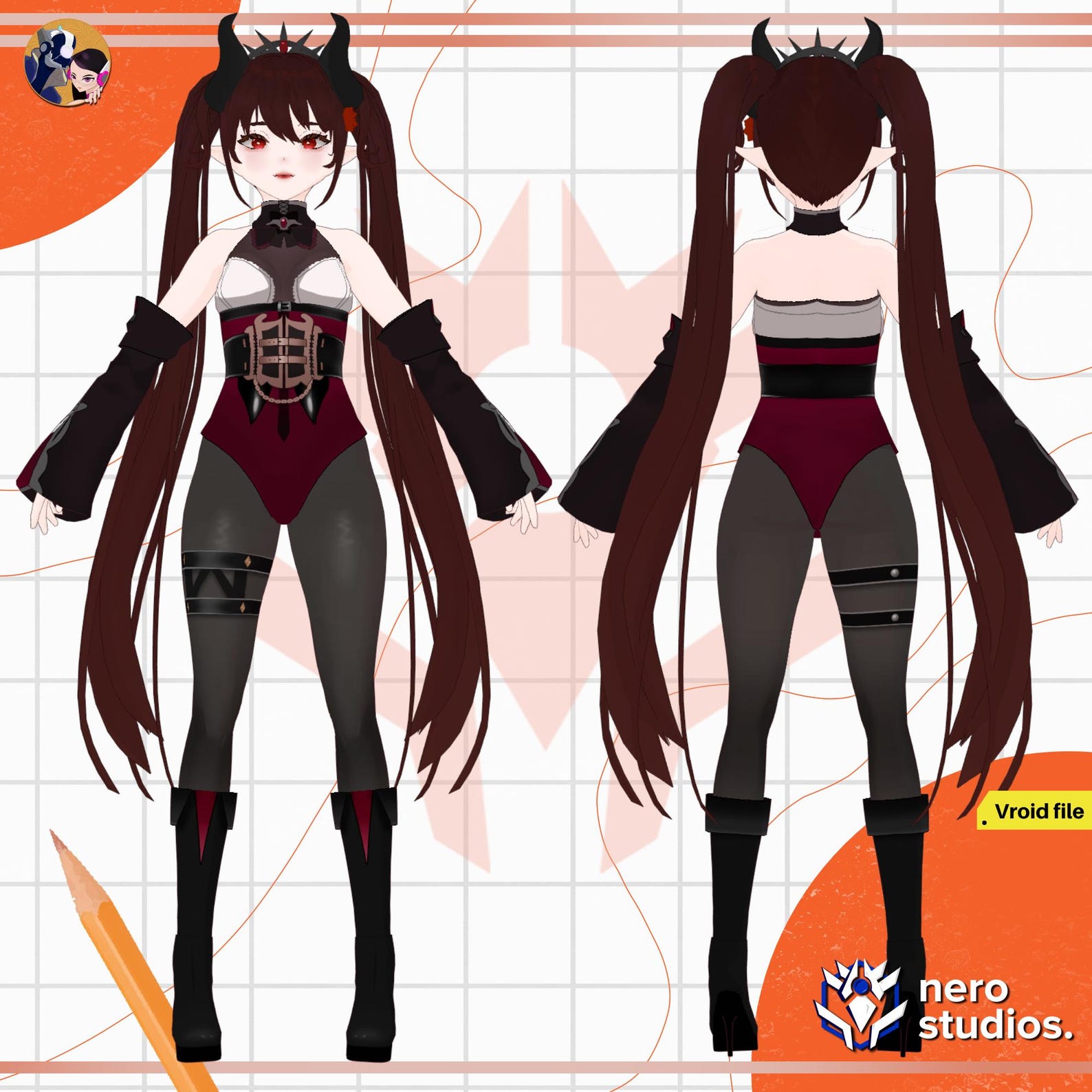 Vtuber Halloween Outfit, Vroid Halloween Models, Vtuber Vampire Gothic ...