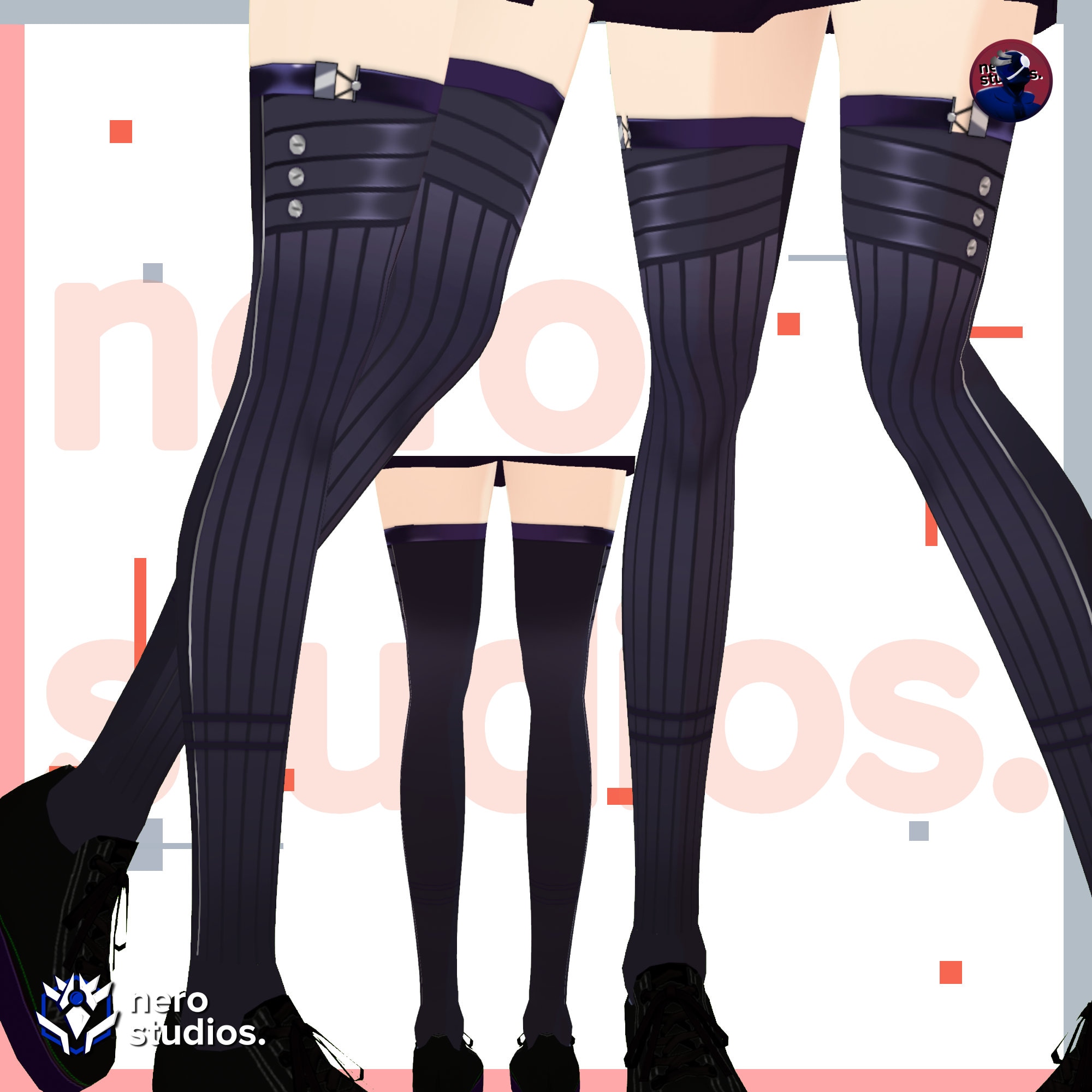 Vroid Stockings Megapack | 6 Socks & Thigh Highs for Vtuber Models | Stockings Vroid Assets ...