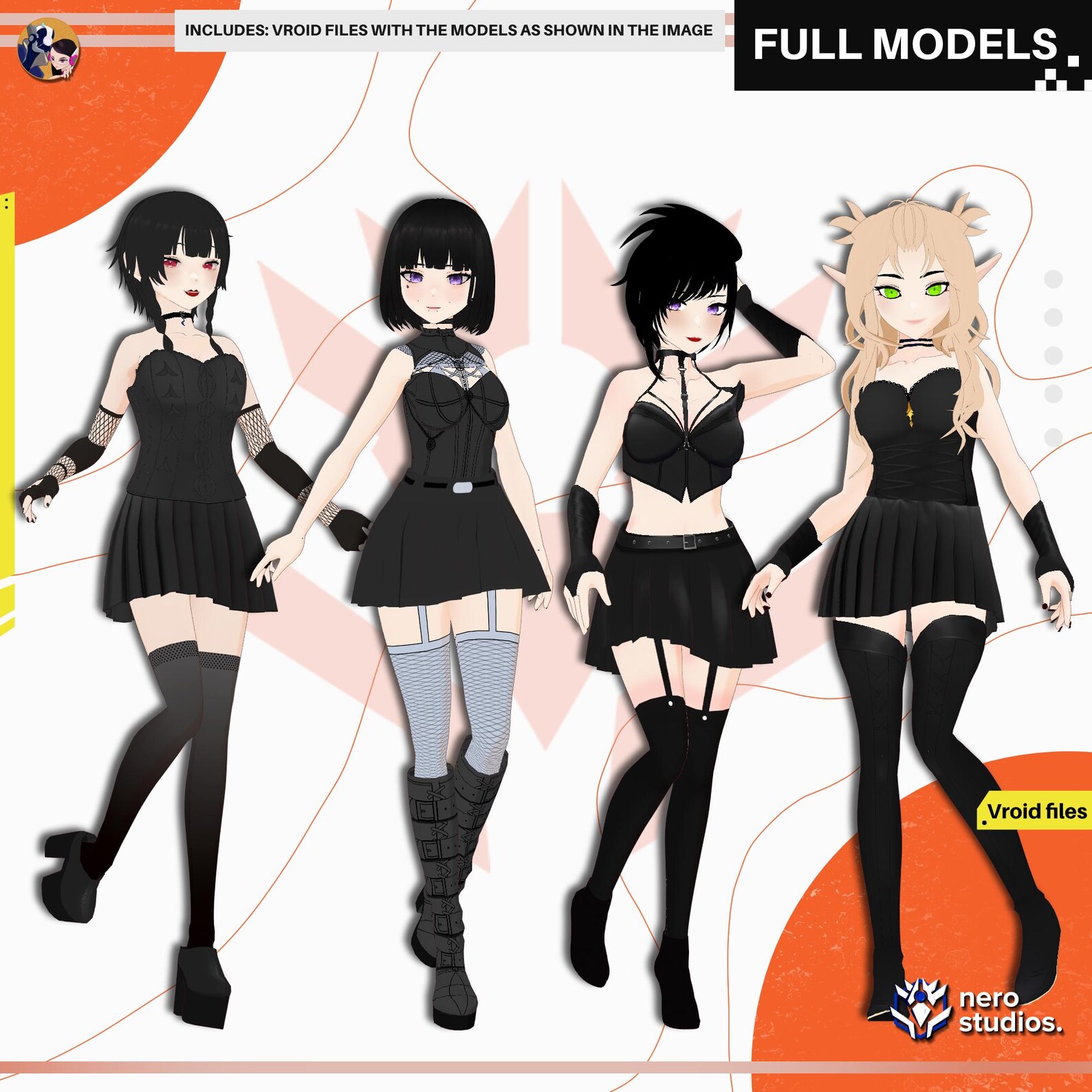 Gothic Vtuber Model, Vampires Vroid Set, Vroid Assets Texture, Vroid ...